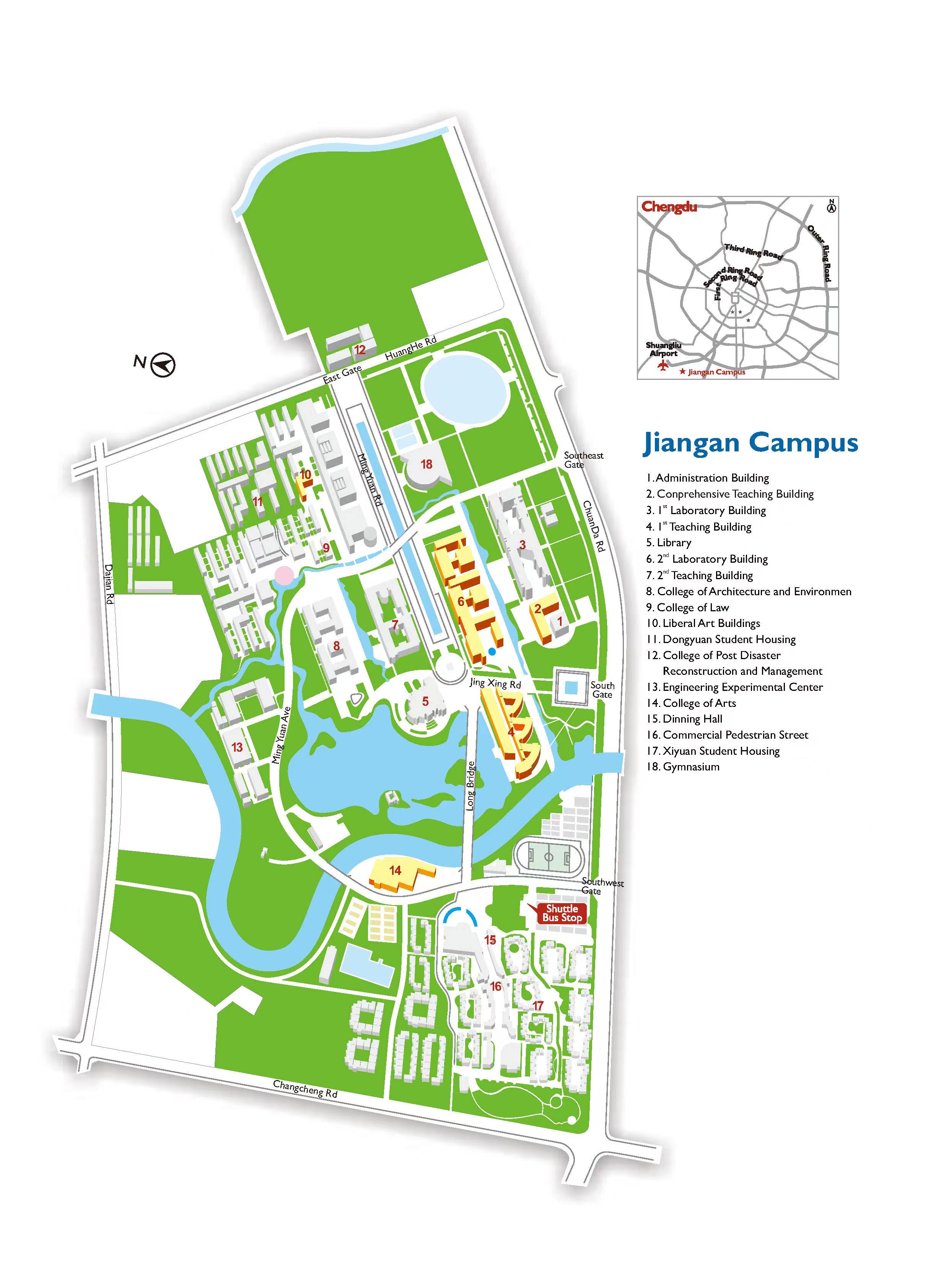 Map of Jiangan Campus - Overseas Students Office, Sichuan University